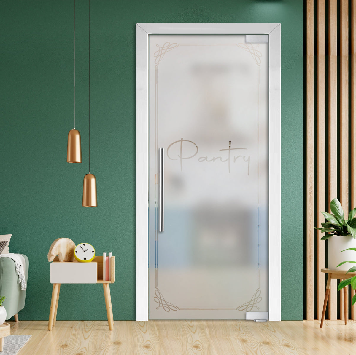 Frameless Glass Pivot Door with Pantry Frosted Design SCP - 0134 – Imex.do