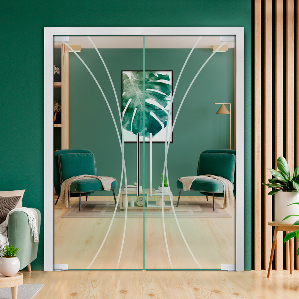 Frameless Double Pivot Glass Door with Self Closing Pivot Hinges PD-00 ...