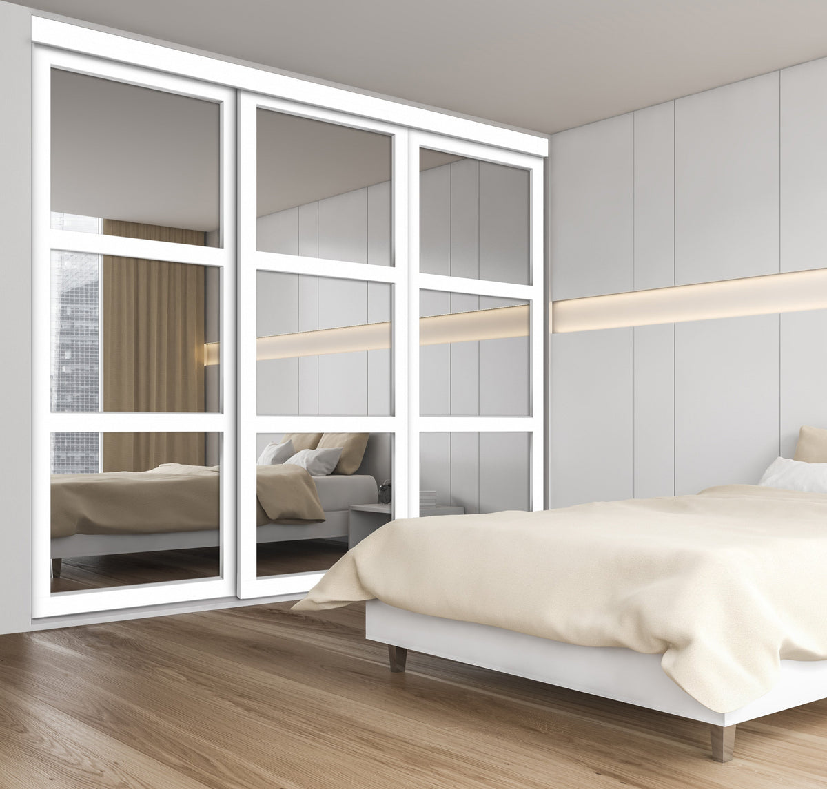 Mirror Shaker Style Closet Door 3 Panels – Imex.do