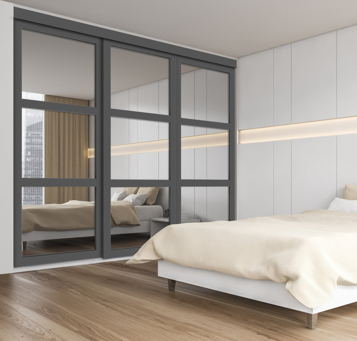 Mirror Shaker Style Closet Door 3 Panels – Imex.do